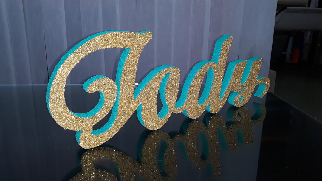 Turquoise Color Custom Name 3D Jody Gold Glitter,styrofoam Name,foam ...