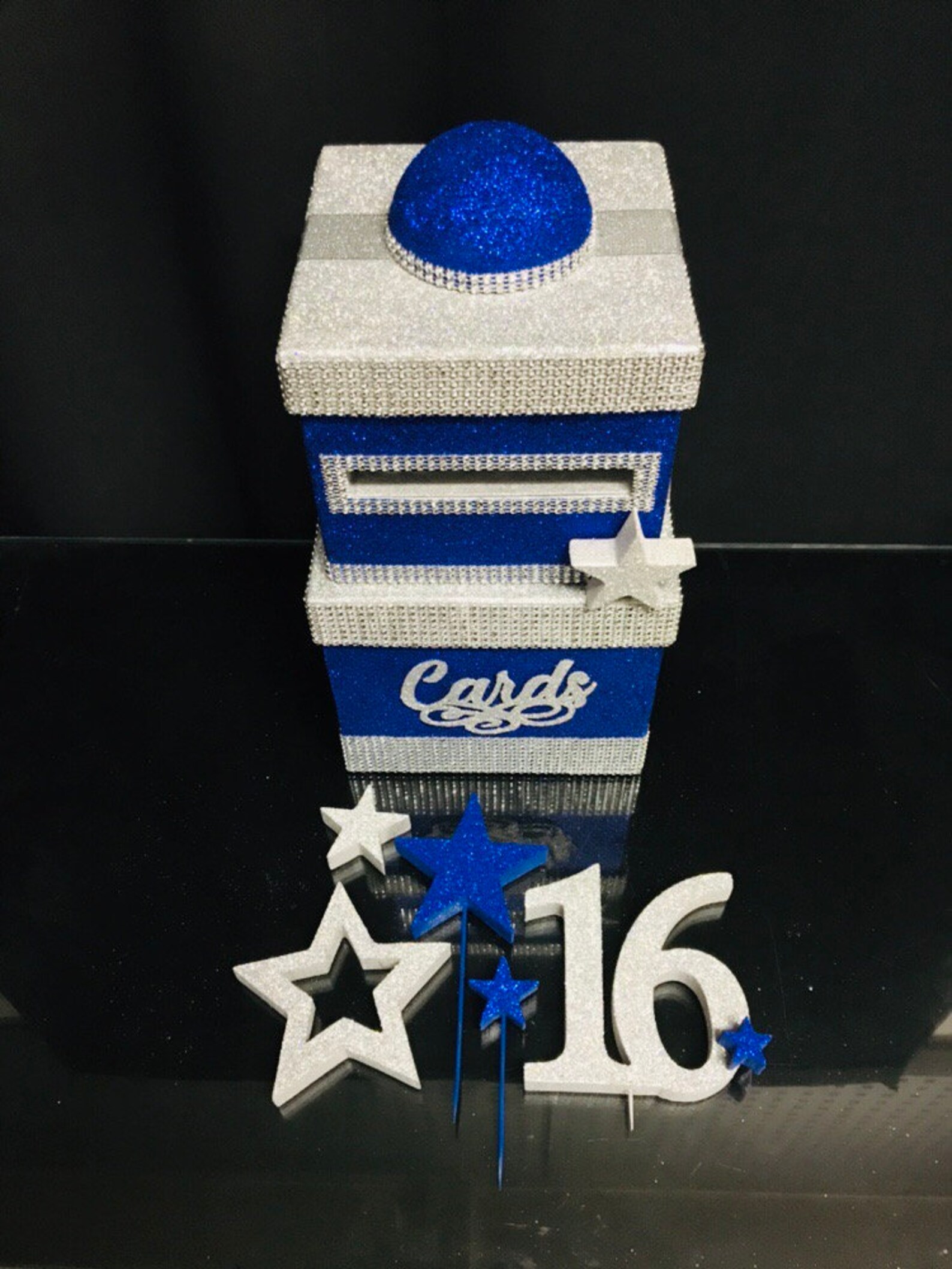 A Two-tier Card Box With Stars a Two-story Cardbox a Box for - Etsy