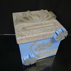 Llight Blue Card Box With Snowflakes, Cardbox Winter, Box for Cards ...