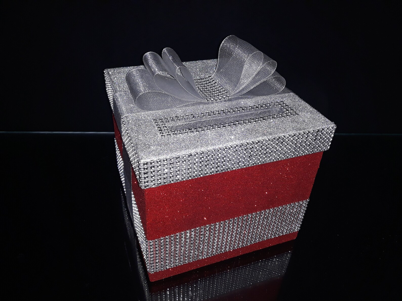 Red Glitter Square Card Boxcard Box Sweet 16card Box | Etsy