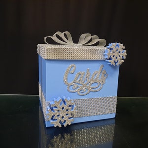 Llight Blue Card Box With Snowflakes, Cardbox Winter, Box for Cards ...