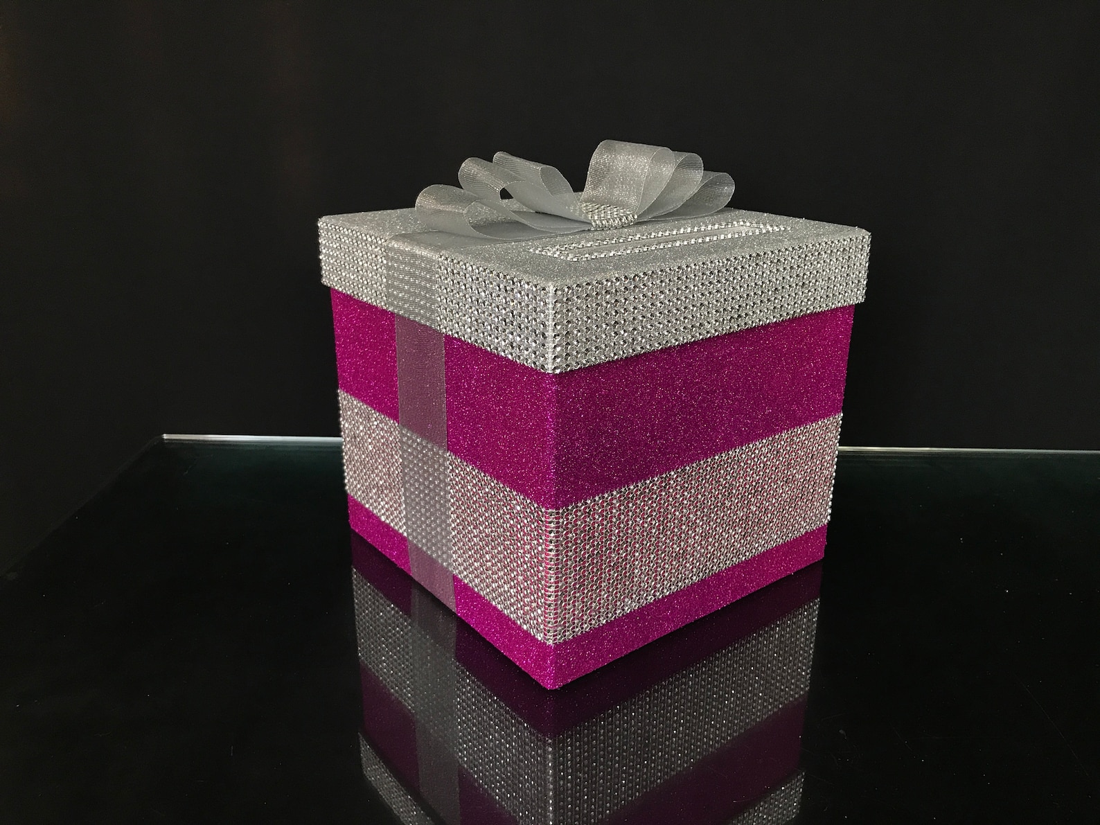 HOT Pink Square Card Box Glitter and Bling for Sweet 16 - Etsy