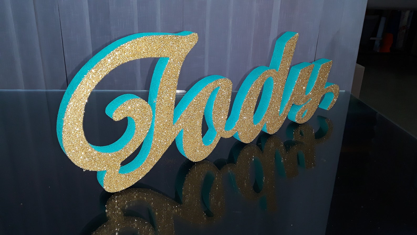 Turquoise Color Custom Name 3D Jody Gold Glitterstyrofoam - Etsy
