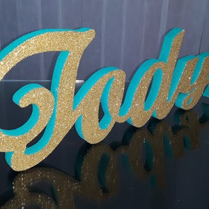 Turquoise Color Custom Name 3D Jody Gold Glitter,styrofoam Name,foam ...