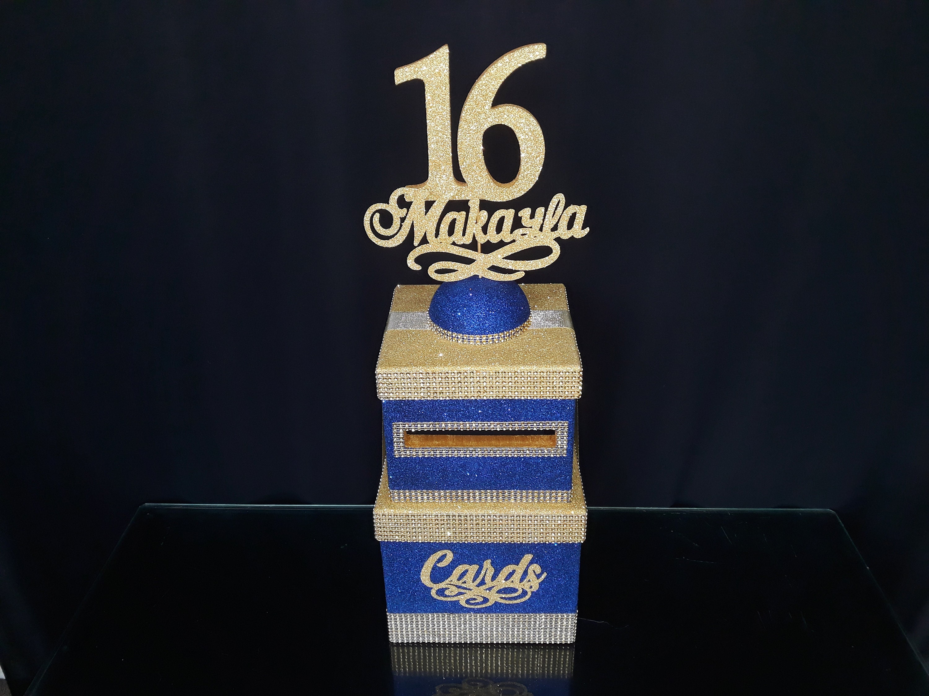 A Two-tier Card Box Navy Blue a Two-story Cardboxbox for | Etsy