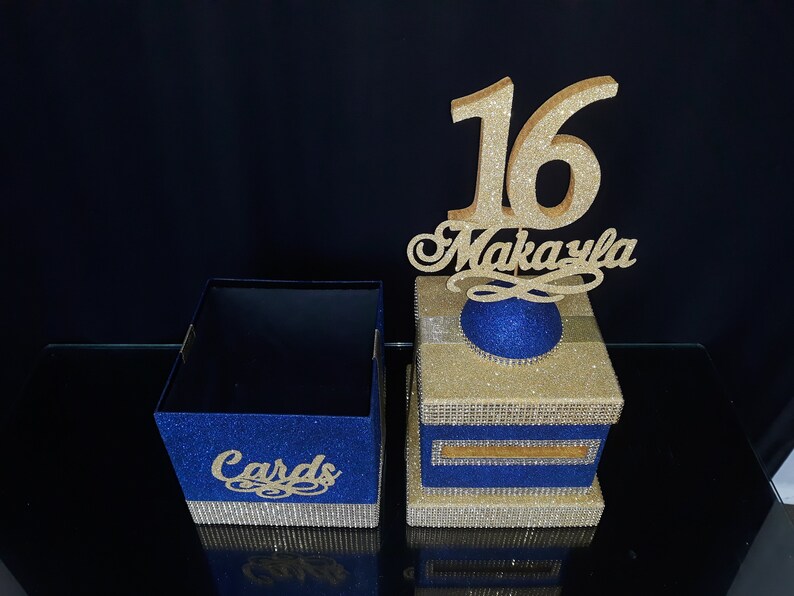 A Two-tier Card Box Navy Blue a Two-story Cardboxbox for - Etsy