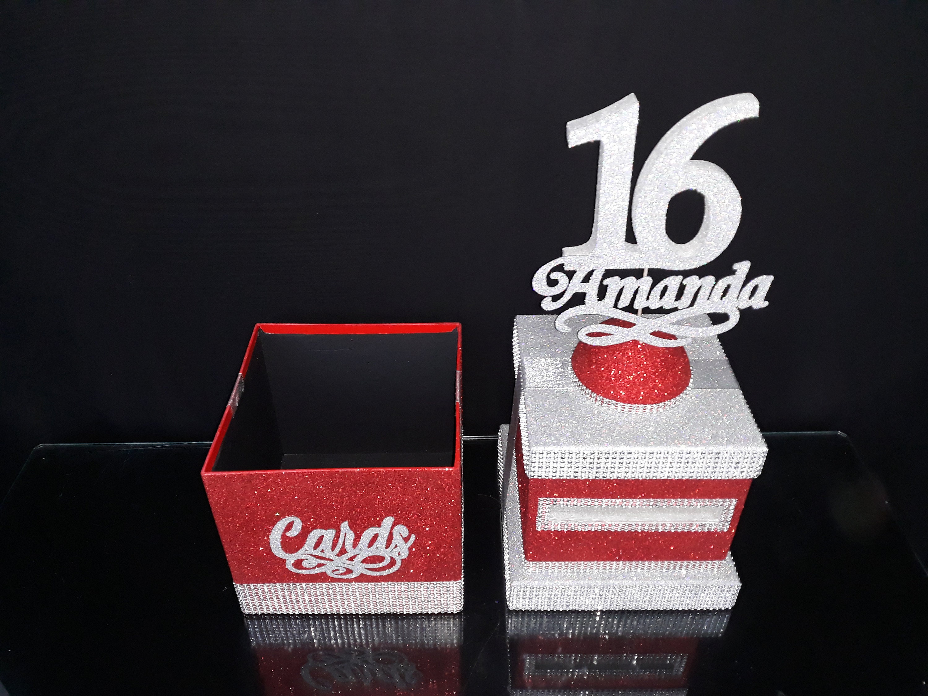 A Two-tier Card Box Red a Two-story Cardboxbox for Cards | Etsy