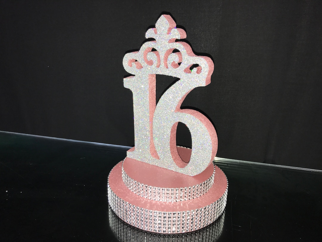 Centerpiece Number 16 on Stand Rose Gold,central Decor, Central Element ...