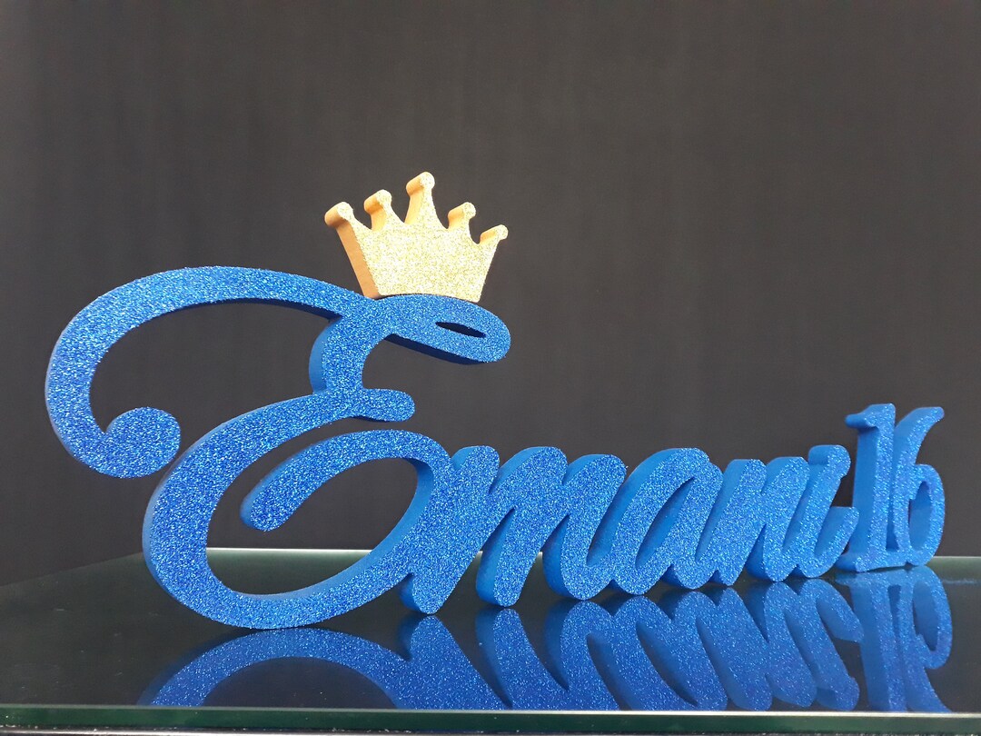 Custom Name Emani 16 Royal Blue Glitter Styrofoam 3d,silver Letters ...
