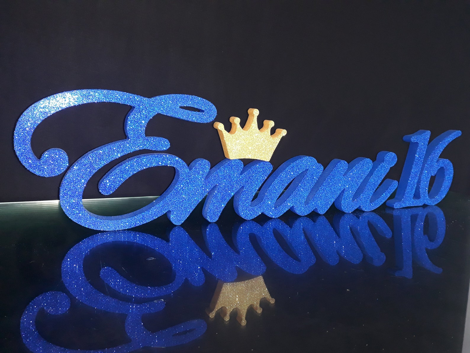 Custom Name Emani 16 Royal Blue Glitter Styrofoam 3dsilver - Etsy