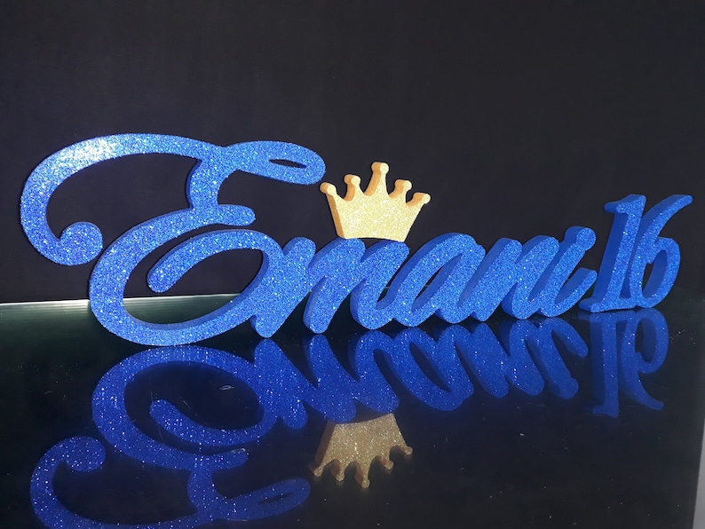 Custom Name Emani 16 Royal Blue Glitter Styrofoam 3dsilver - Etsy