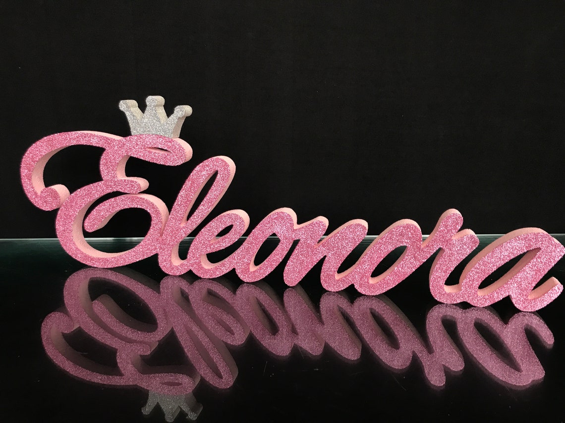 Pink glitter custom name 3D Eleonorapink foam letters name | Etsy
