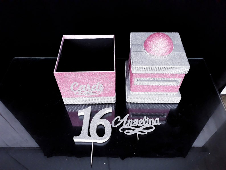 A Two-tier Card Box Pink a Two-story Cardboxbox for Cards - Etsy