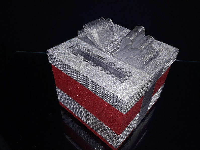 Red Glitter Square Card Boxcard Box Sweet 16card Box | Etsy