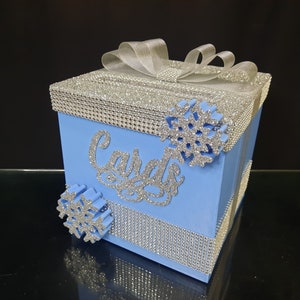 Llight Blue Card Box With Snowflakes, Cardbox Winter, Box for Cards ...