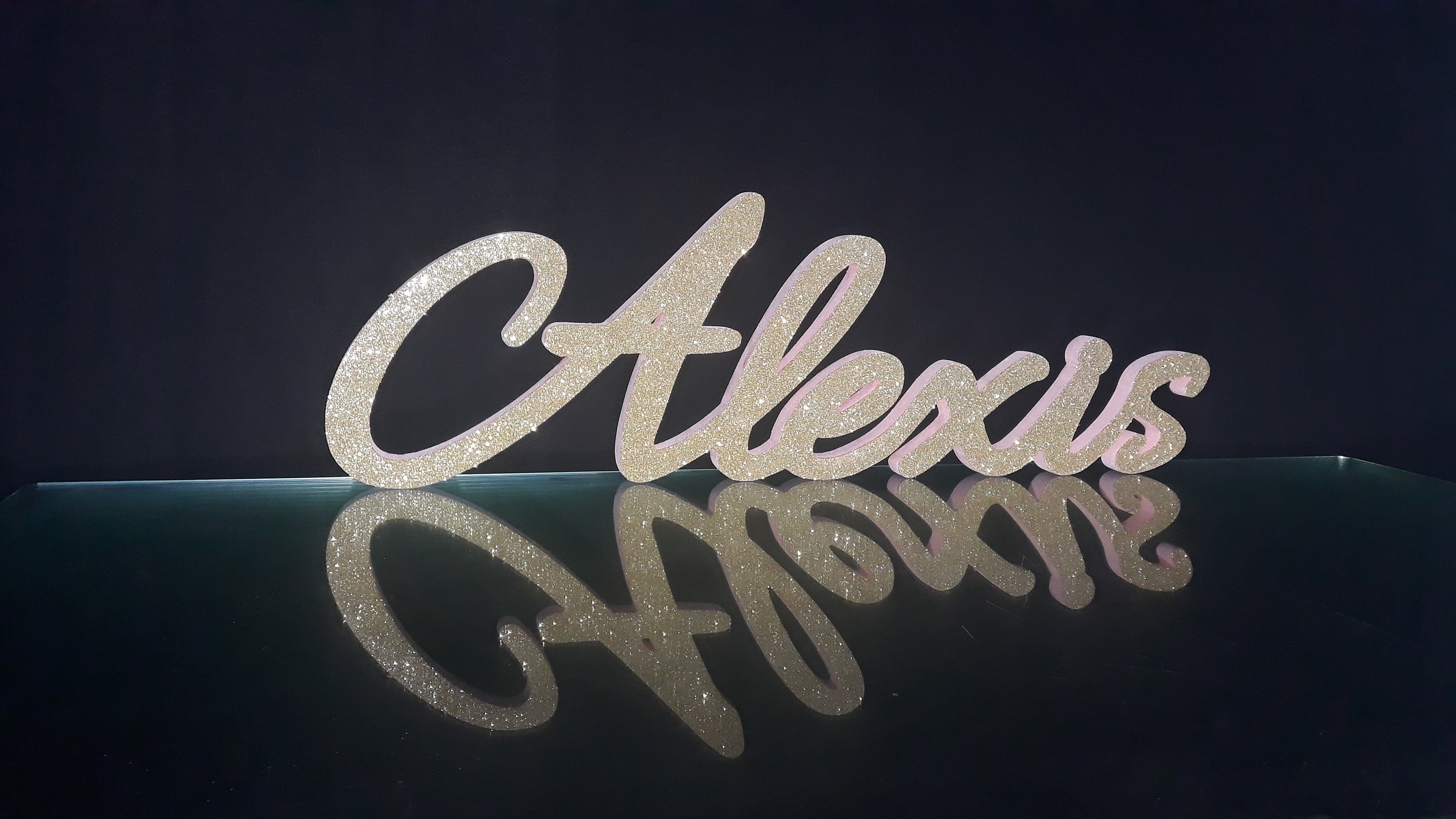 Pink Color Custom Name 3D Alexis Gold Glitterfoam Letters | Etsy