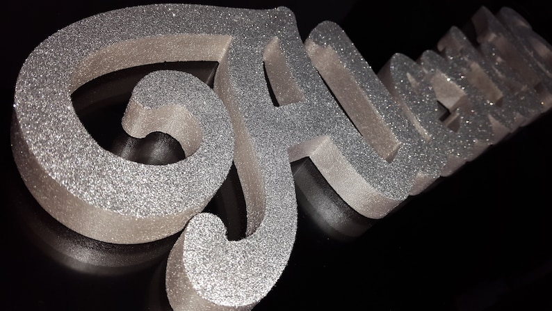 Custom Name Silver Glitter Styrofoam Letters 3D Silver - Etsy