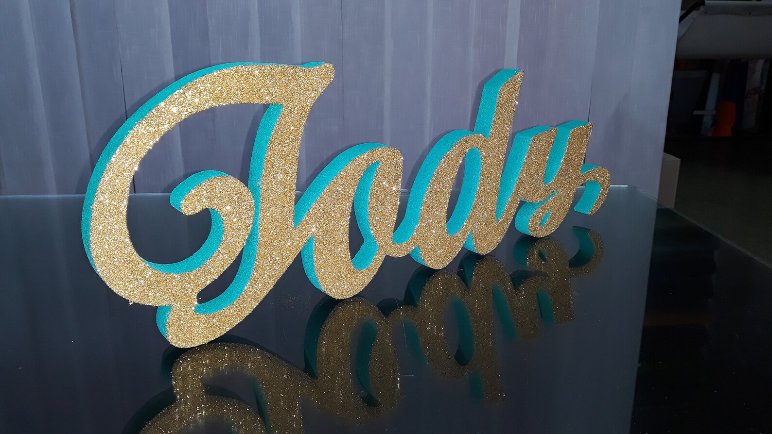 Turquoise Color Custom Name 3D Jody Gold Glitterstyrofoam - Etsy