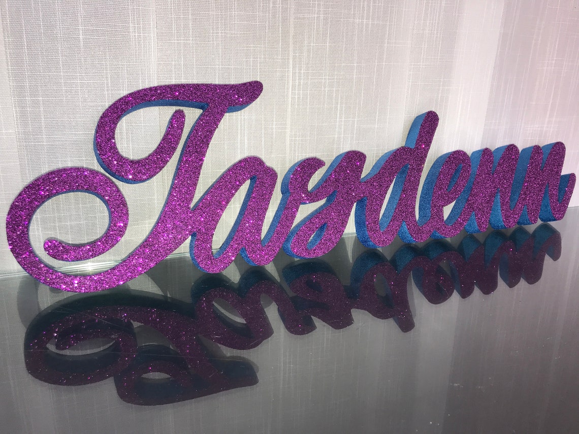 Blue color custom name 3D purple glitterfoam letters 3D name | Etsy