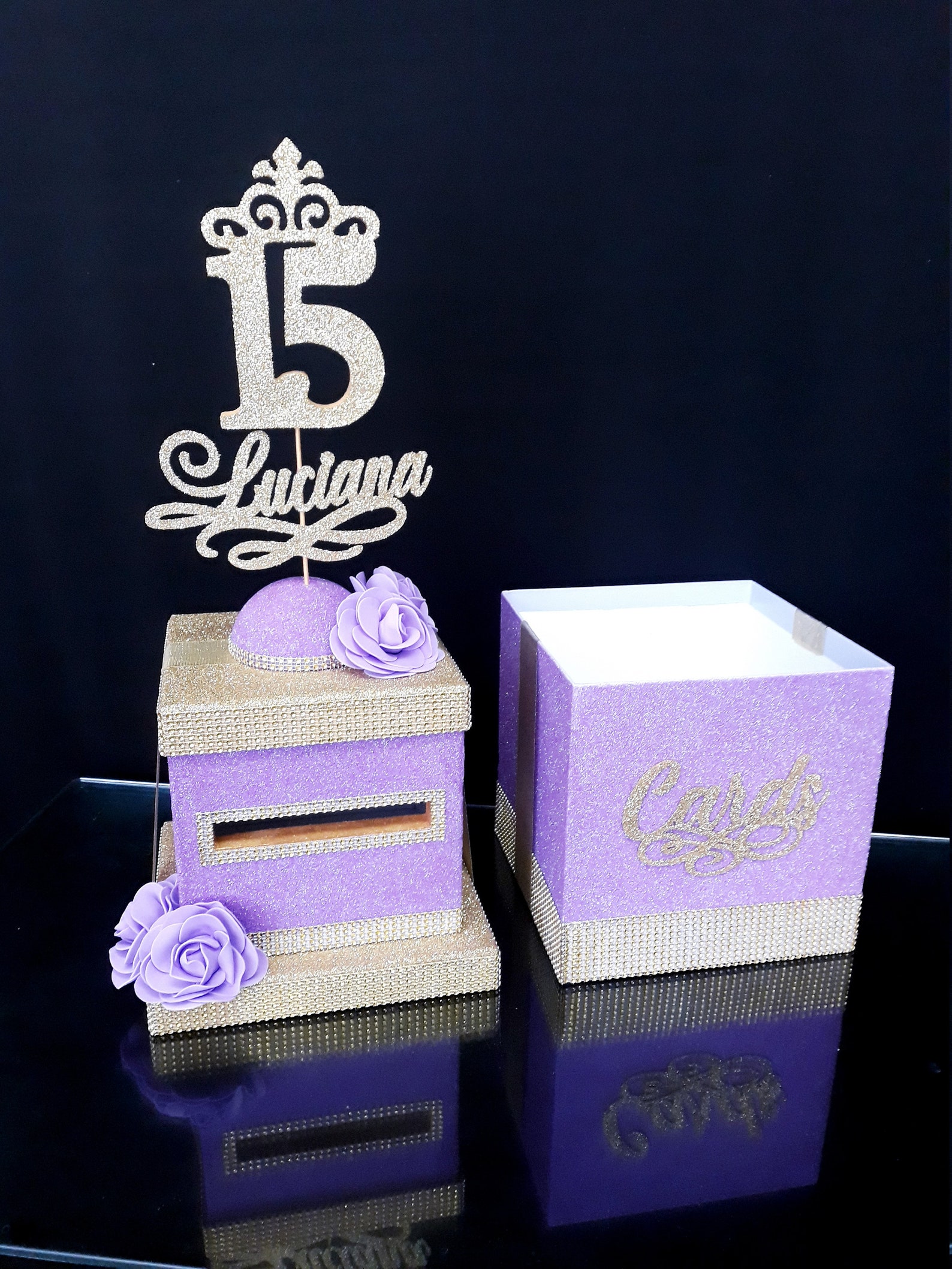 A Two-tier Card Box With Rose a Two-story Cardbox Box for | Etsy