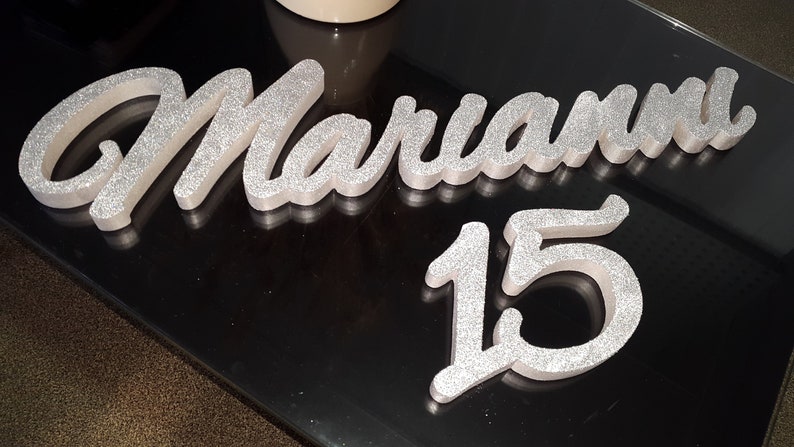 Sweet 15 Sweet 16 name sign in board Custom name silver | Etsy