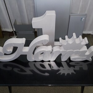 Big 3D Name One Number Crown From Styrofoam, First Birthday,sign 12 ...