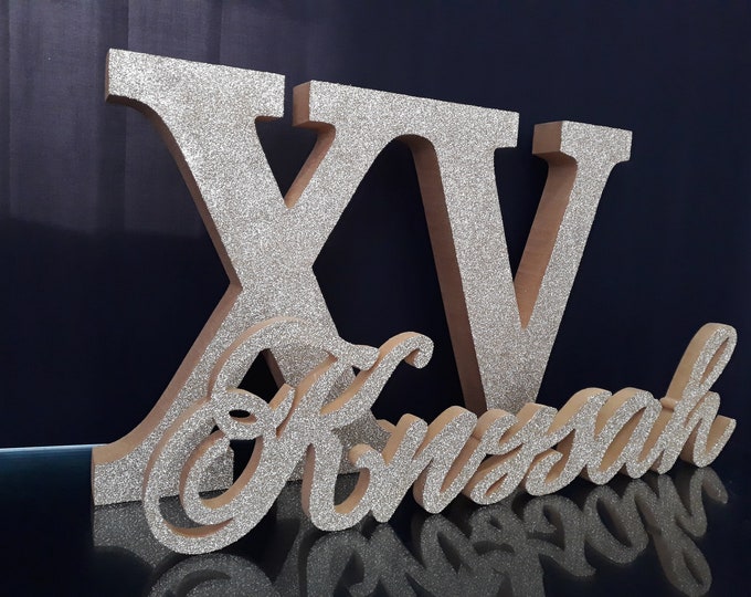 Set for Quinceanera Number 15 Roman and 3D Name,sign 12" Foam Custom ...