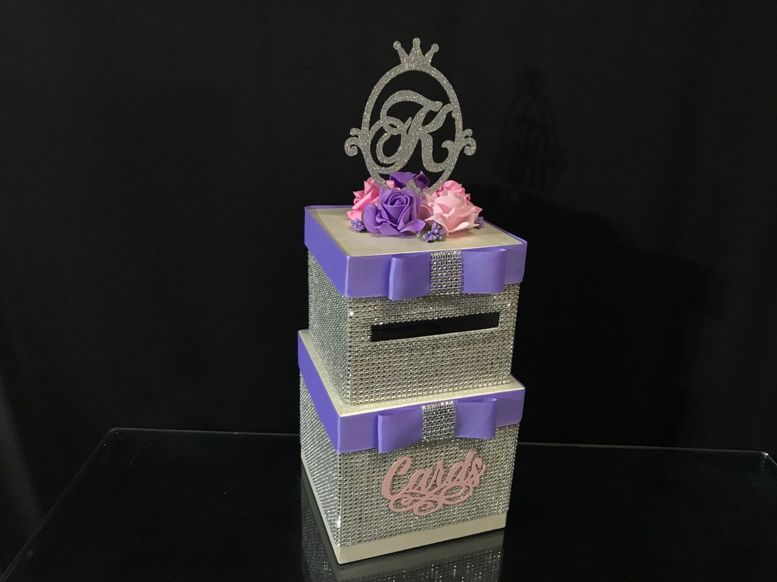 A Two-tier Card Box With Rose a Two-story Cardbox a Box for | Etsy