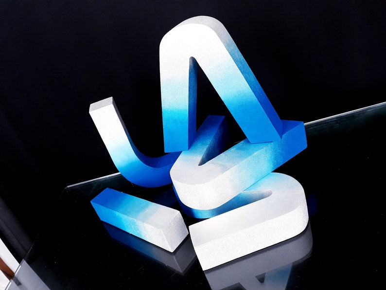 3D Styrofoam Letters 8 Inches Gradient Shading From Royal Blue | Etsy