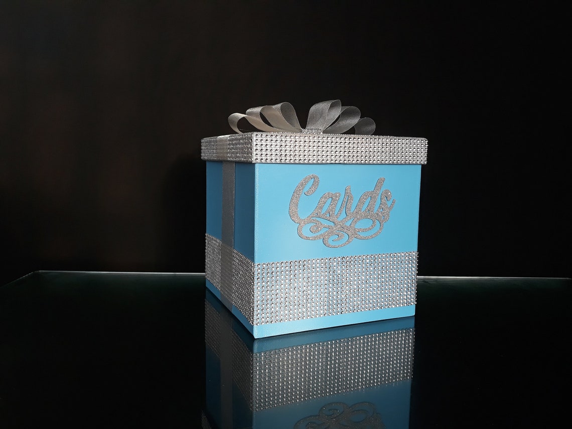 Light Blue Square Card Box for Sweet 16 Wedding - Etsy