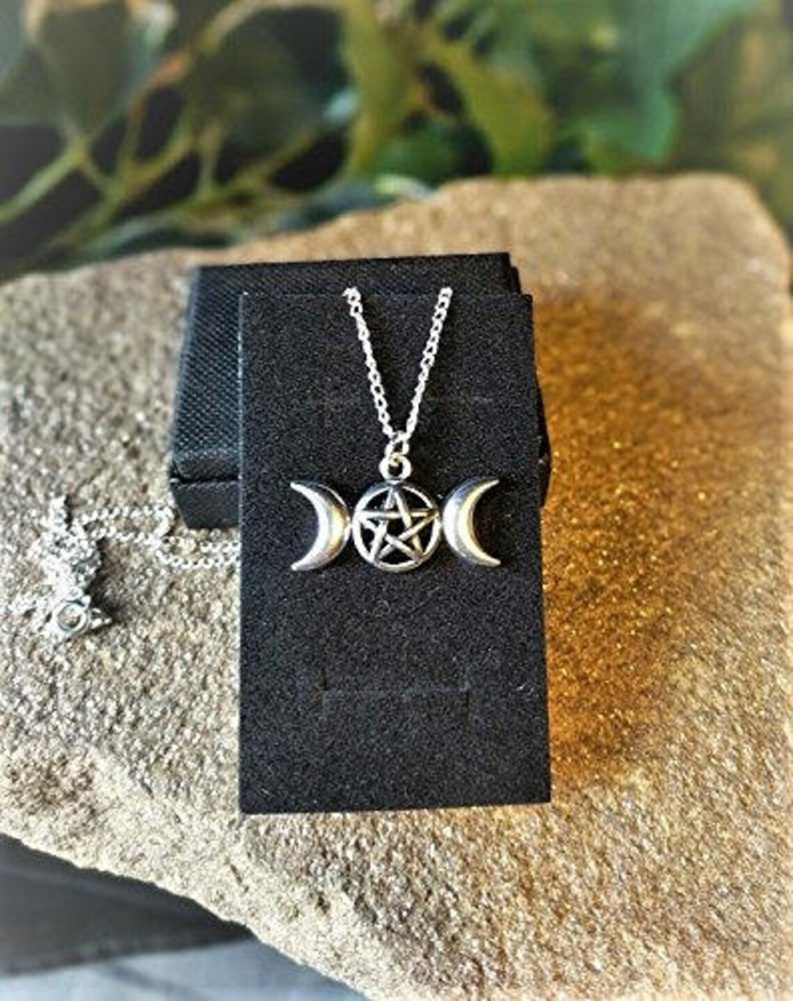 Handmade Pagan Triple Moon Goddess Pentagram Amulet Pendant. - Etsy