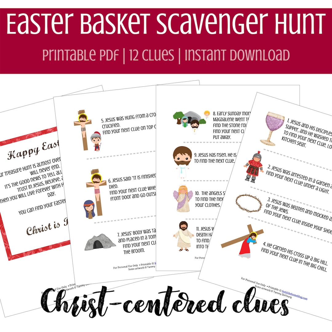 Printable Christ-centered Easter Basket Scavenger Hunt for Christian ...
