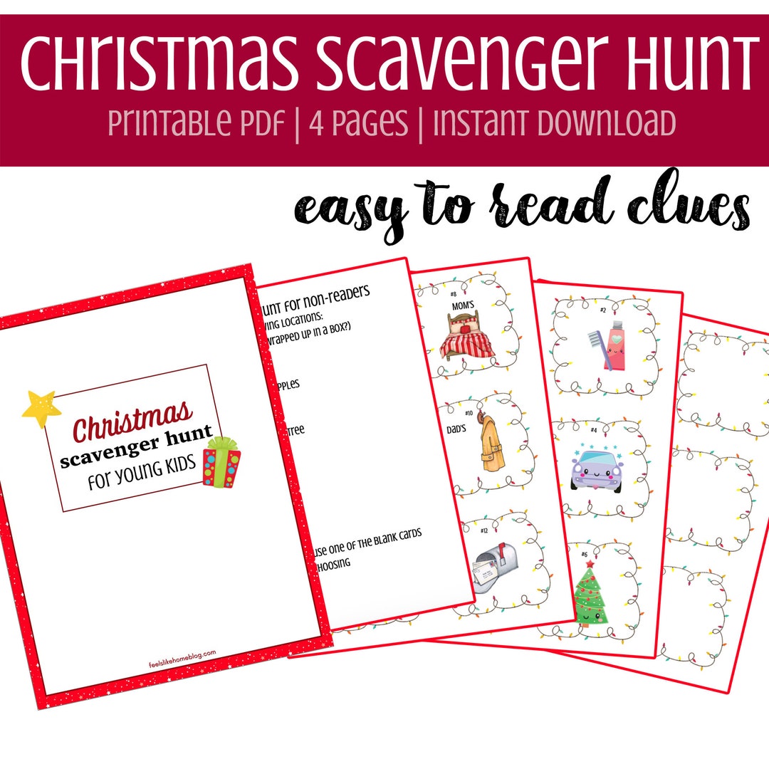 Printable Christmas Scavenger Hunt for Young Kids | Holiday Treasure ...