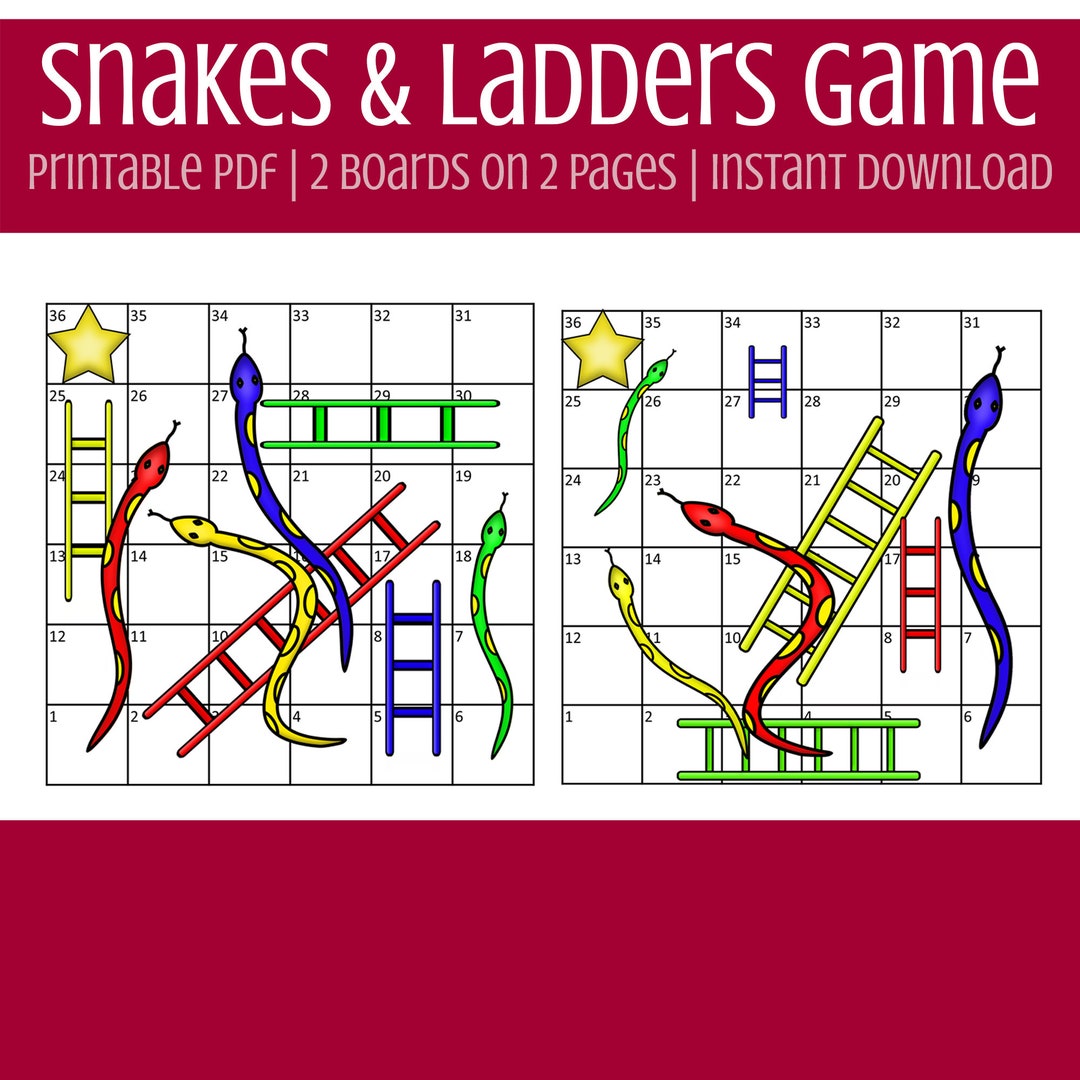 Instant Download Snakes and Ladders Board Game Printable PDF - Etsy