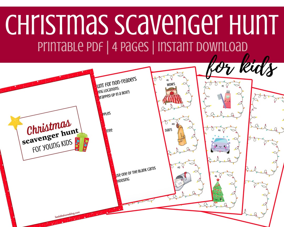 Printable Christmas Scavenger Hunt for Young Kids Holiday Treasure Hunt ...