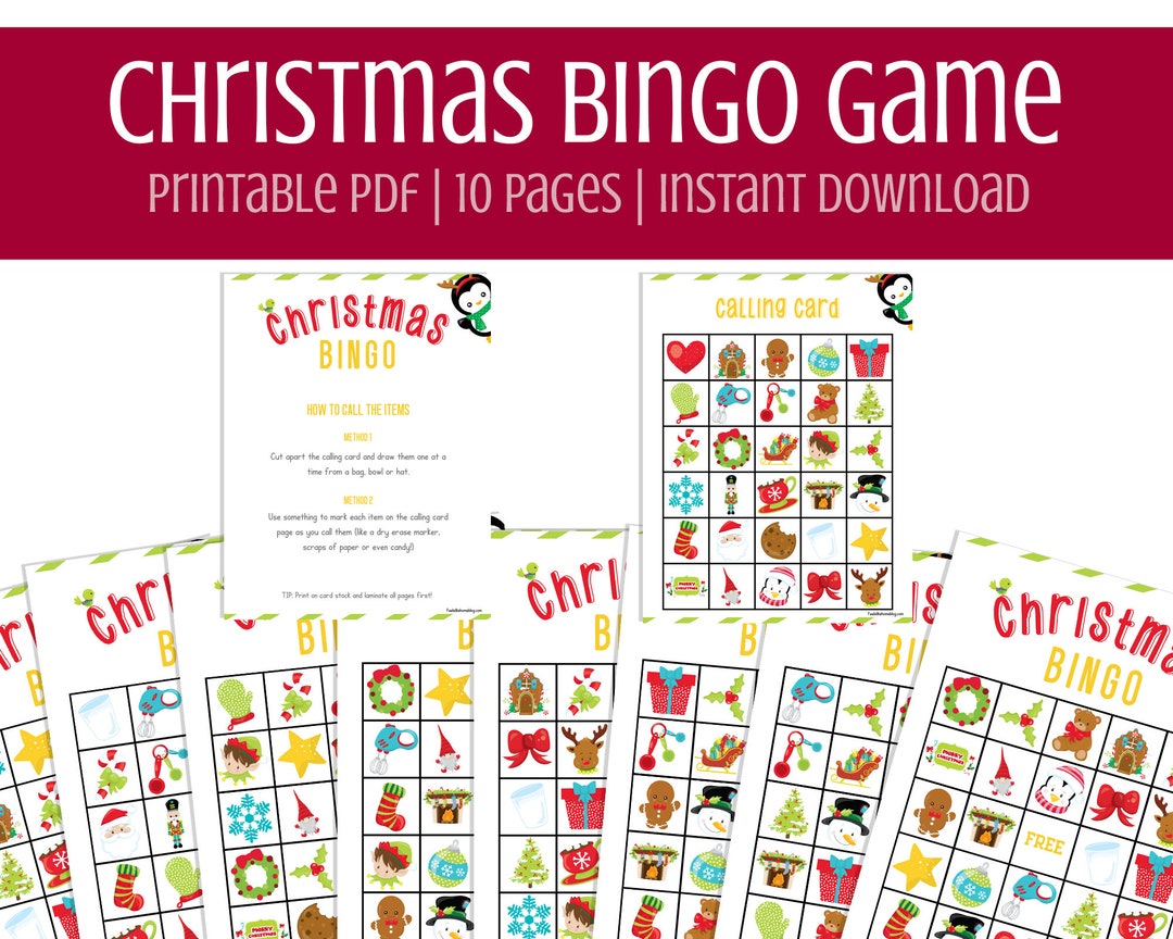 Printable Christmas Bingo Christmas Game Cards Holiday Party Game Bingo ...