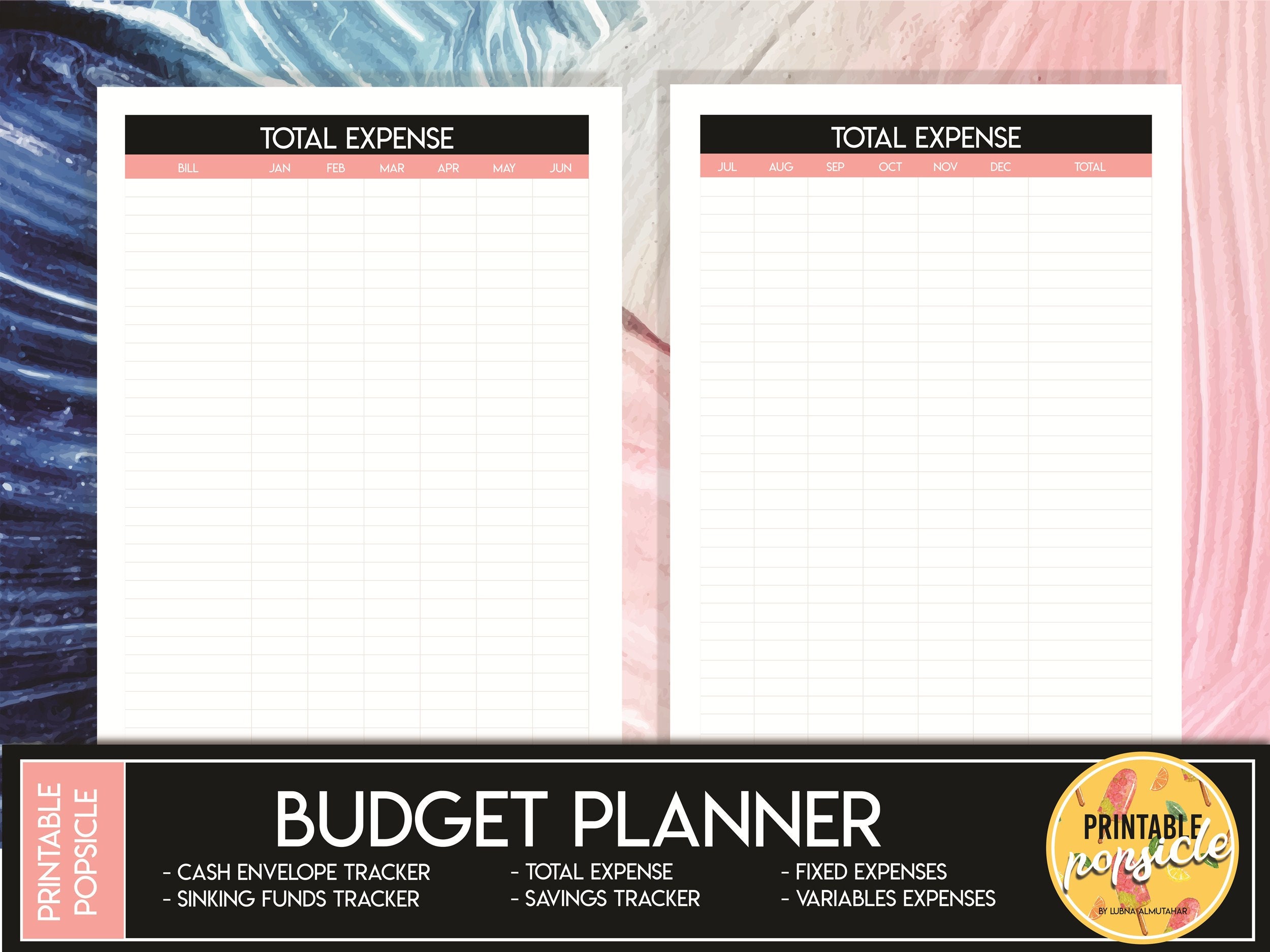 Printable Undated 12 Months Budget Planner | Etsy