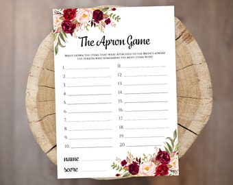 The Apron Game Printable Template Rustic Bridal Shower Tea - Etsy
