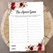 The Apron Game Printable Template Floral Bridal Shower Tea - Etsy