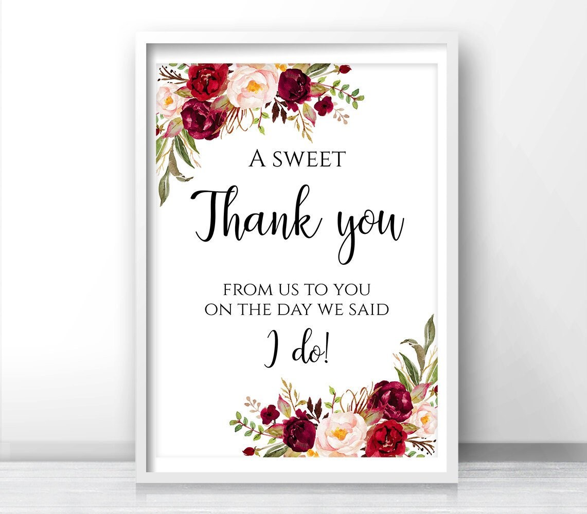 A sweet Thank you from us to you on the day we said I do sign | Etsy