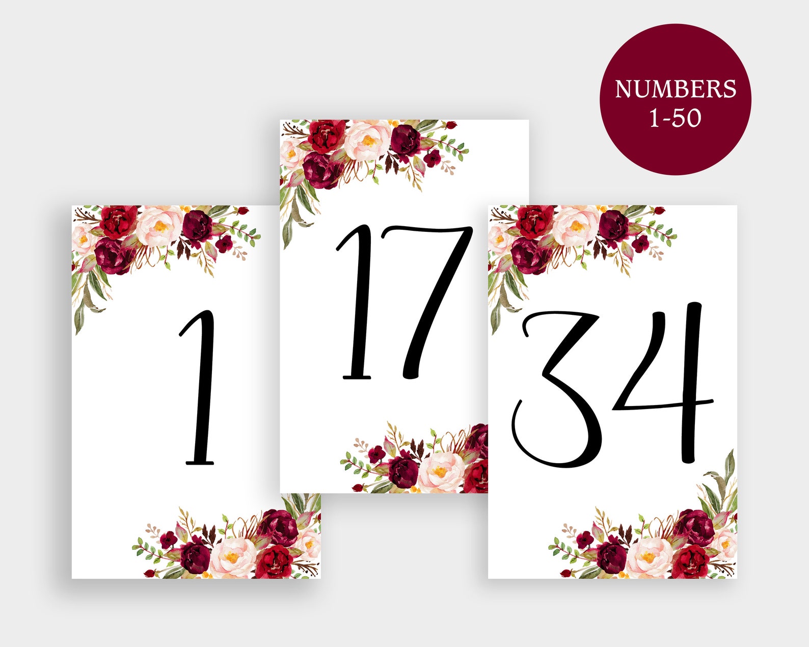 4x6 Table Numbers PDF Template Wedding Floral Table Number - Etsy