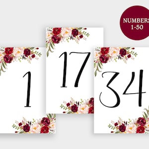4x6 Table Numbers PDF Template Wedding Floral Table Number Cards ...