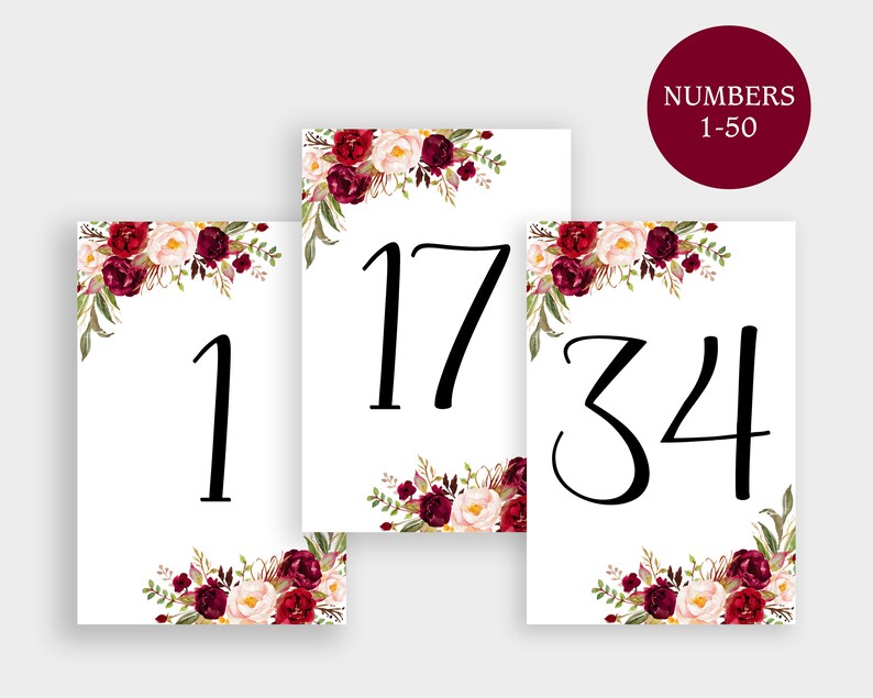 4x6 Table Numbers PDF Template Wedding Floral Table Number - Etsy