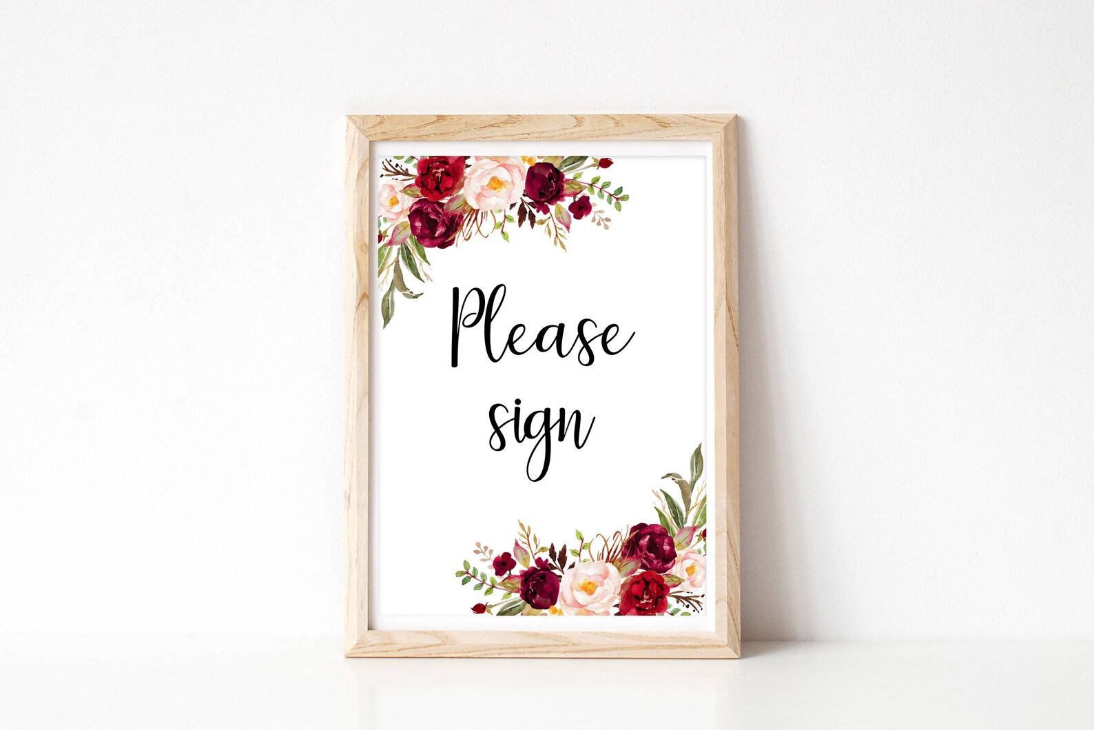 Please Sign in Sign Printable for Wedding Burgundy Please Sign - Etsy