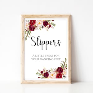 Wedding Slippers Sign Printable Dance Floor Decor Signs Burgundy ...