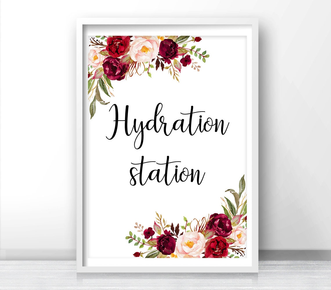 Hydration Station Sign Printable Burgundy Wedding Beverage - Etsy UK