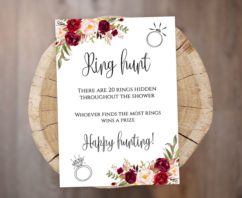 Ring Hunt Sign Printable Bridal Shower Game Floral Wedding Etsy ring-hunt-sign-printable-bridal-shower-game-floral-wedding-etsy