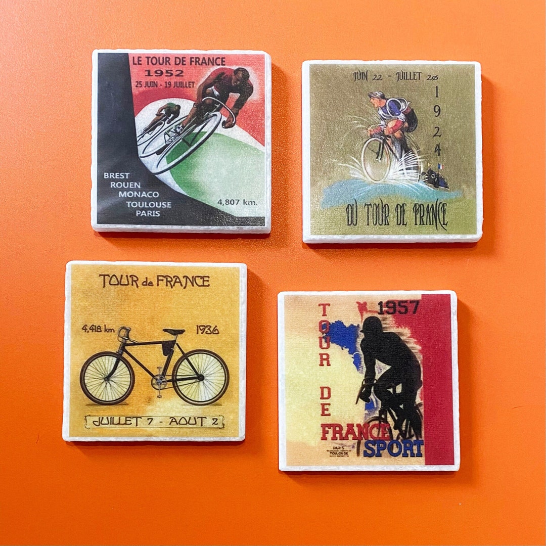 Tour de France Gift Cycling set de 4 sous-verres en marbre Cycling Gift ...