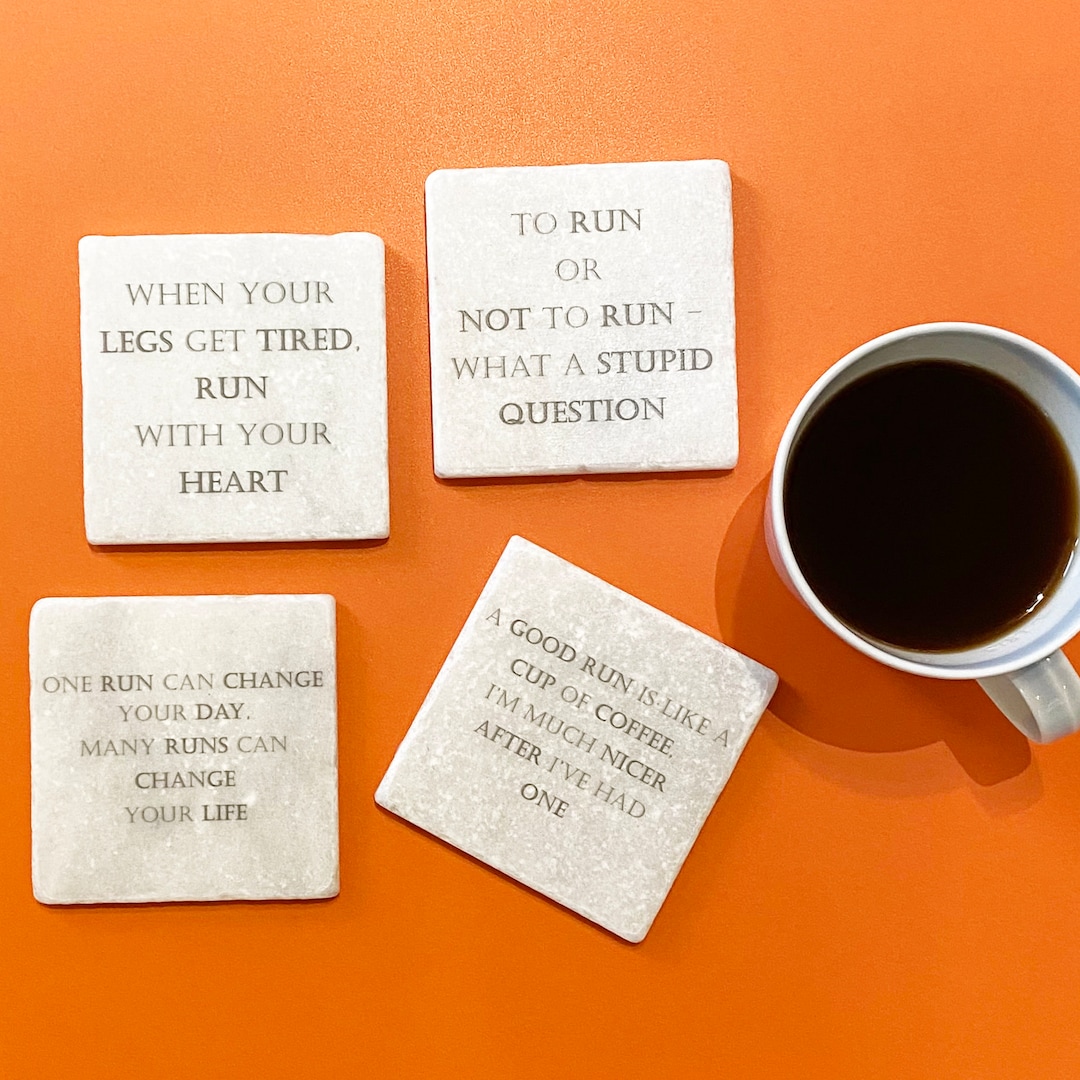 Running Quotes Marble Coasters Set of 4 - Runners Gift - Birthday Gift ...