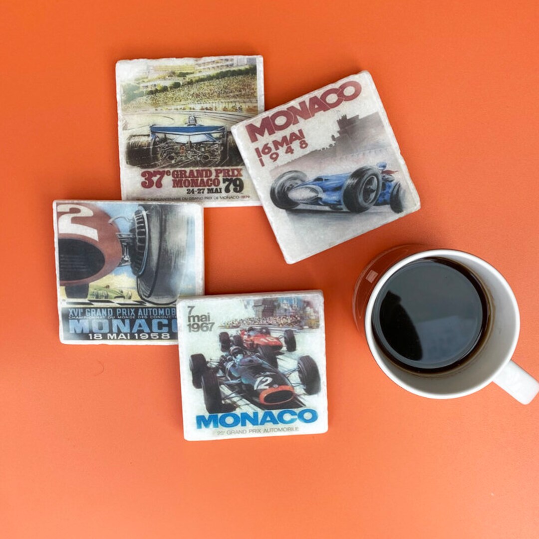 Monaco F1 Grand Prix Coasters - Set of 4 Marble Coasters - Car Gift ...